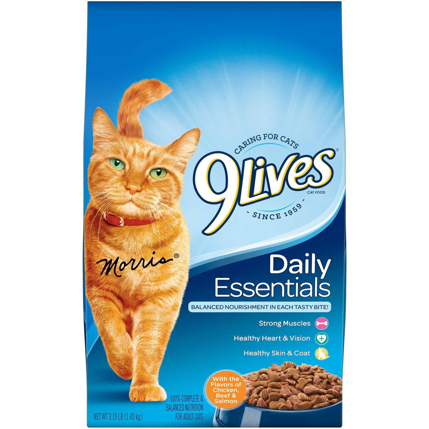 9 LIVES Daily Essentials with Chicken, Beef & Salmon Flavor Dry Cat ...