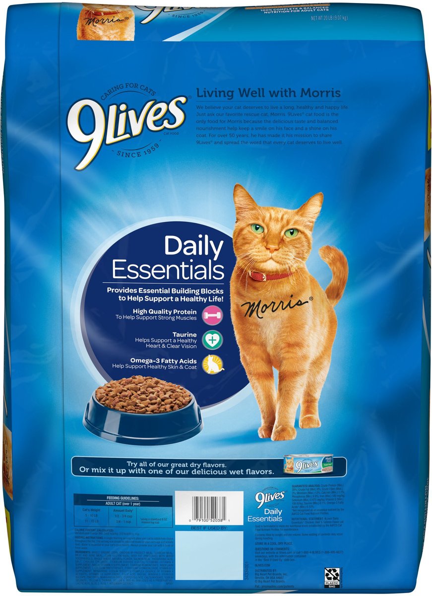 9 LIVES Daily Essentials with Chicken, Beef & Salmon Flavor Dry Cat ...